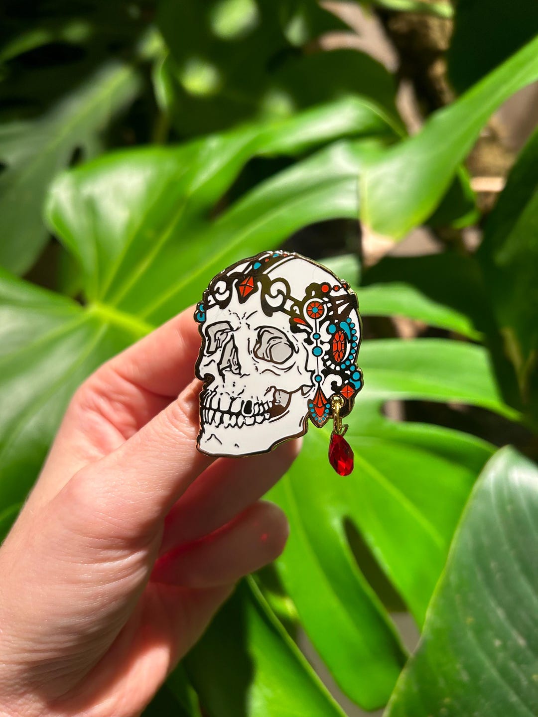 Jeweled Skull Pin - Etsy