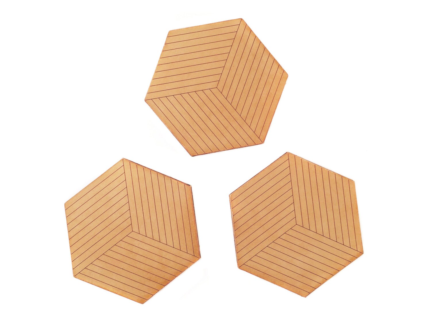 Hexagonal Coaster Set / Geometric Leather Coasters / Handcrafted in ...