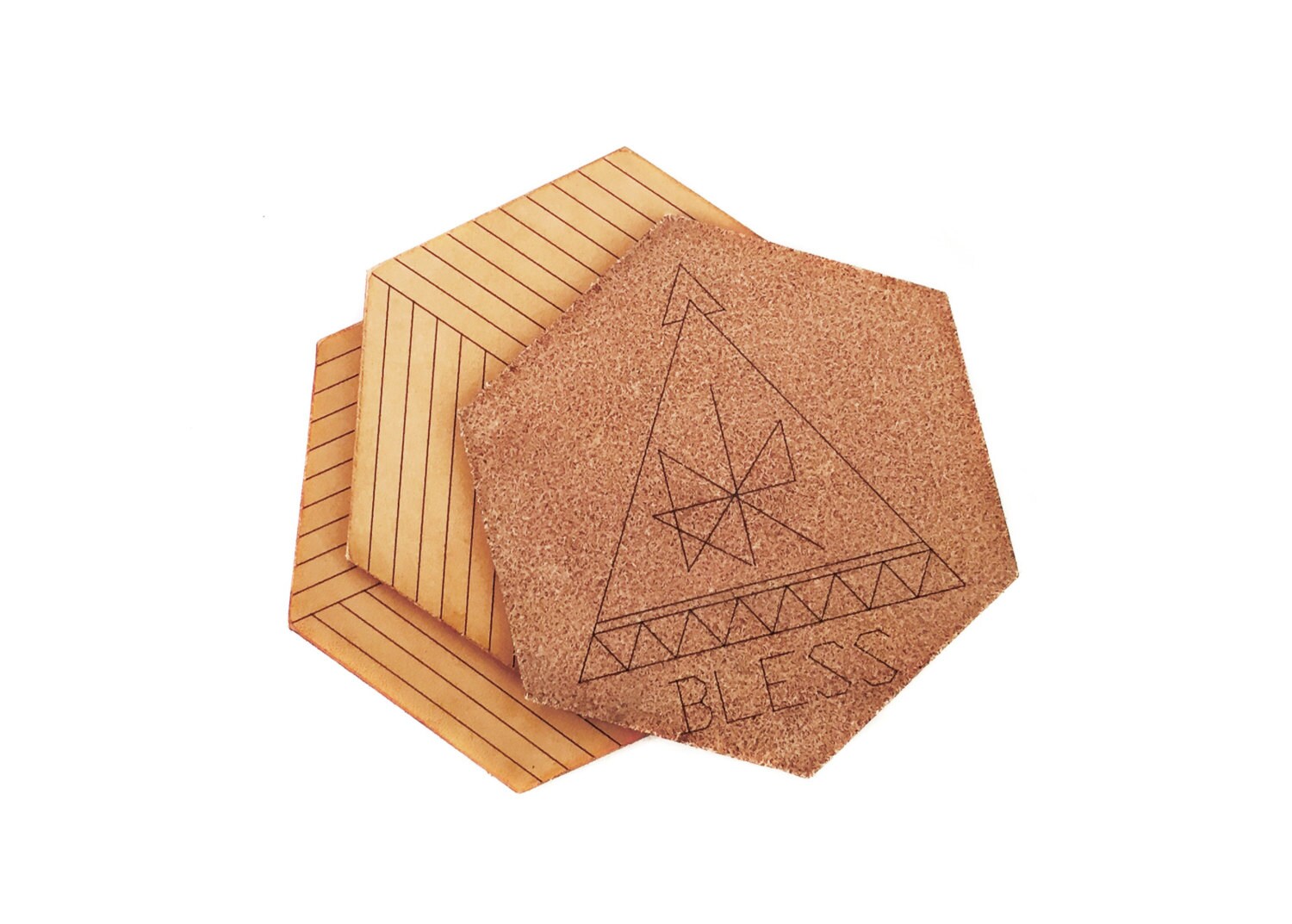 Hexagonal Coaster Set / Geometric Leather Coasters / Handcrafted in ...