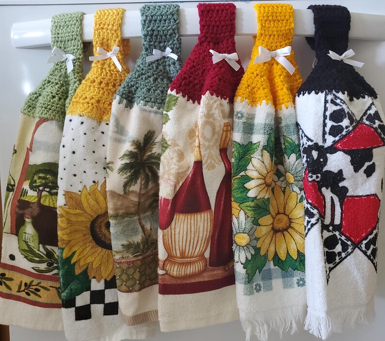 Kitchen Towels With Crochet Top - Etsy