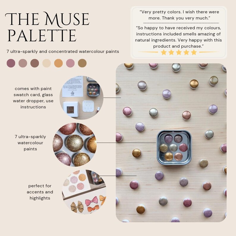 Sparkly Handmade Watercolor Paint Set: Metallic Glitter the Muse ...