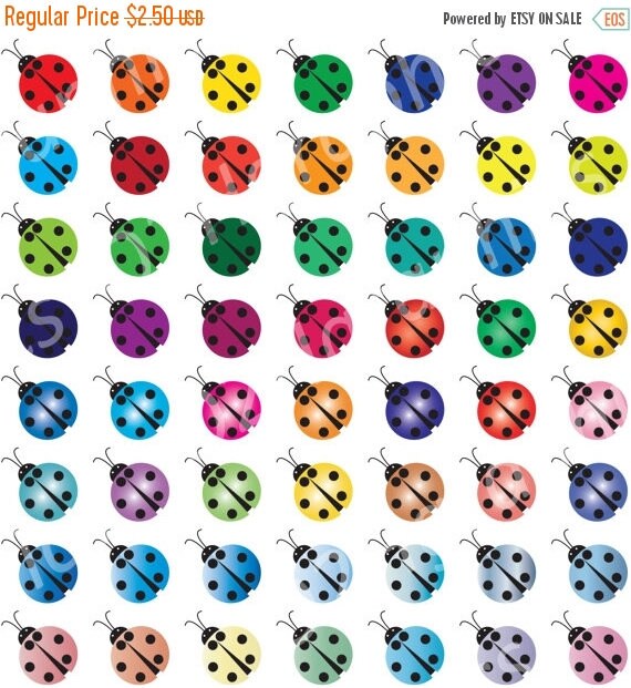 Ladybug Clipart, Colorful Bugs Clip Art, Vector Clipart, Digital ...