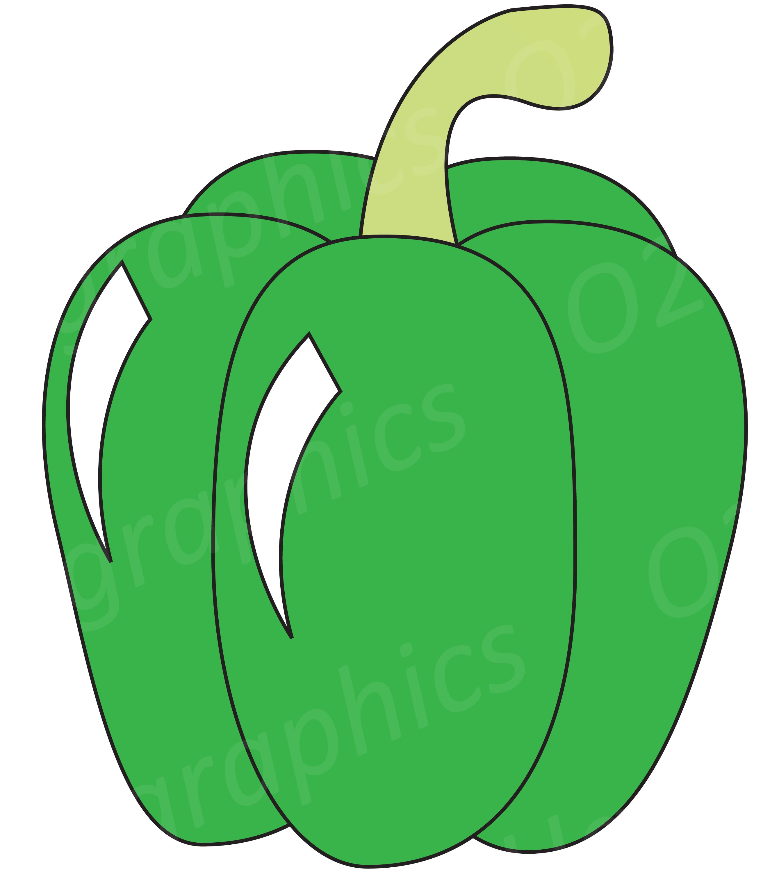 Green Bell Pepper Clipart, Vegetable Clipart, Vector Clipart, Instant ...