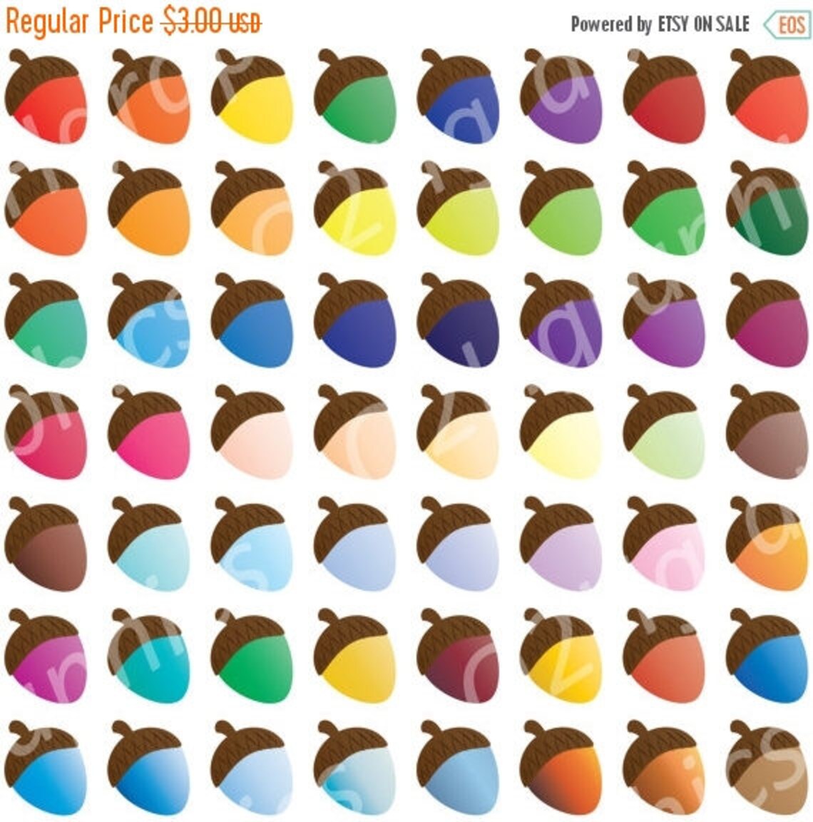 Acorn Clipart, Autumn Clip Art, Vector Clipart, Digital Scrapbooking ...