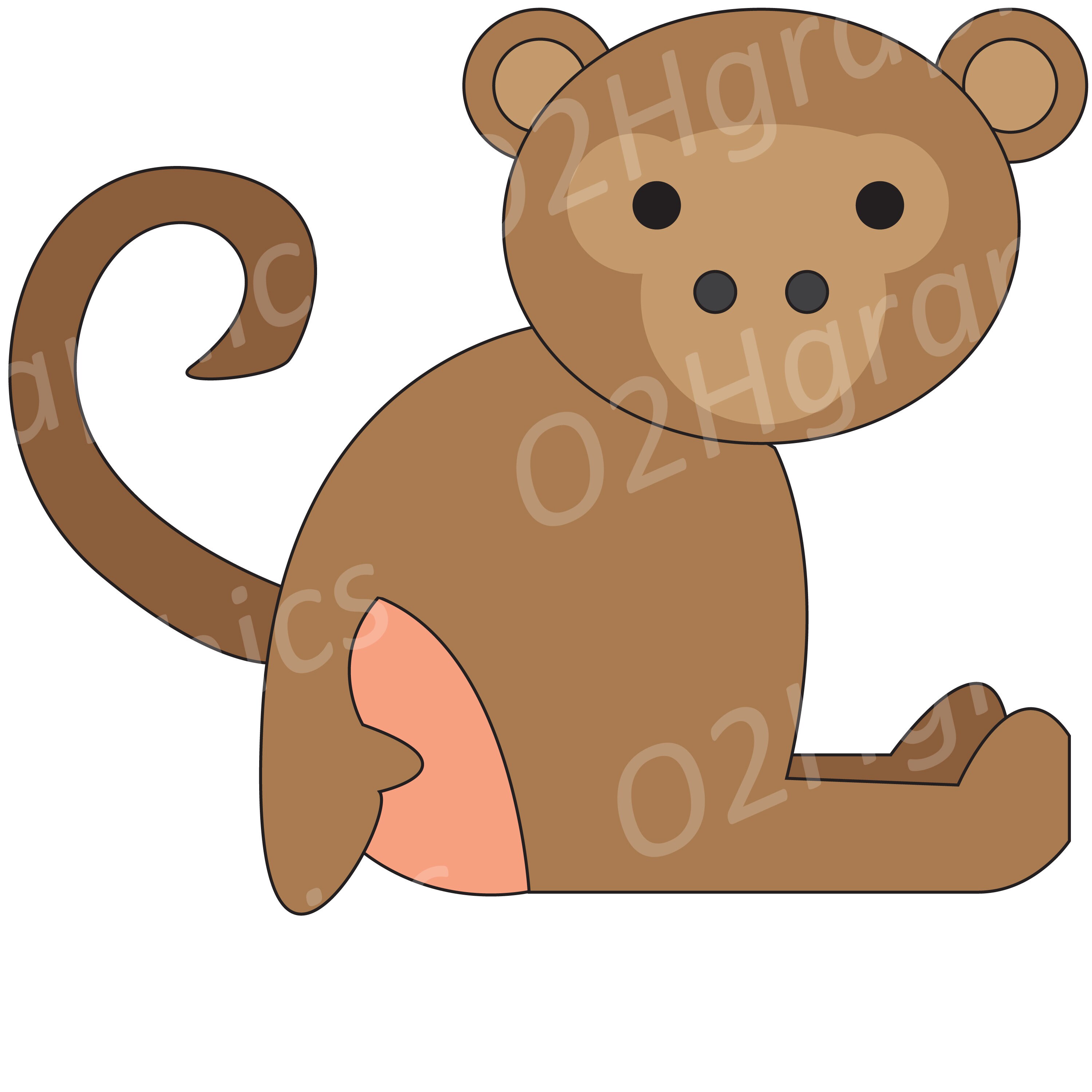 Cute Zoo Animal Clipart, Elephant, Bear, Giraffe, Snake, Iguana, Monkey ...