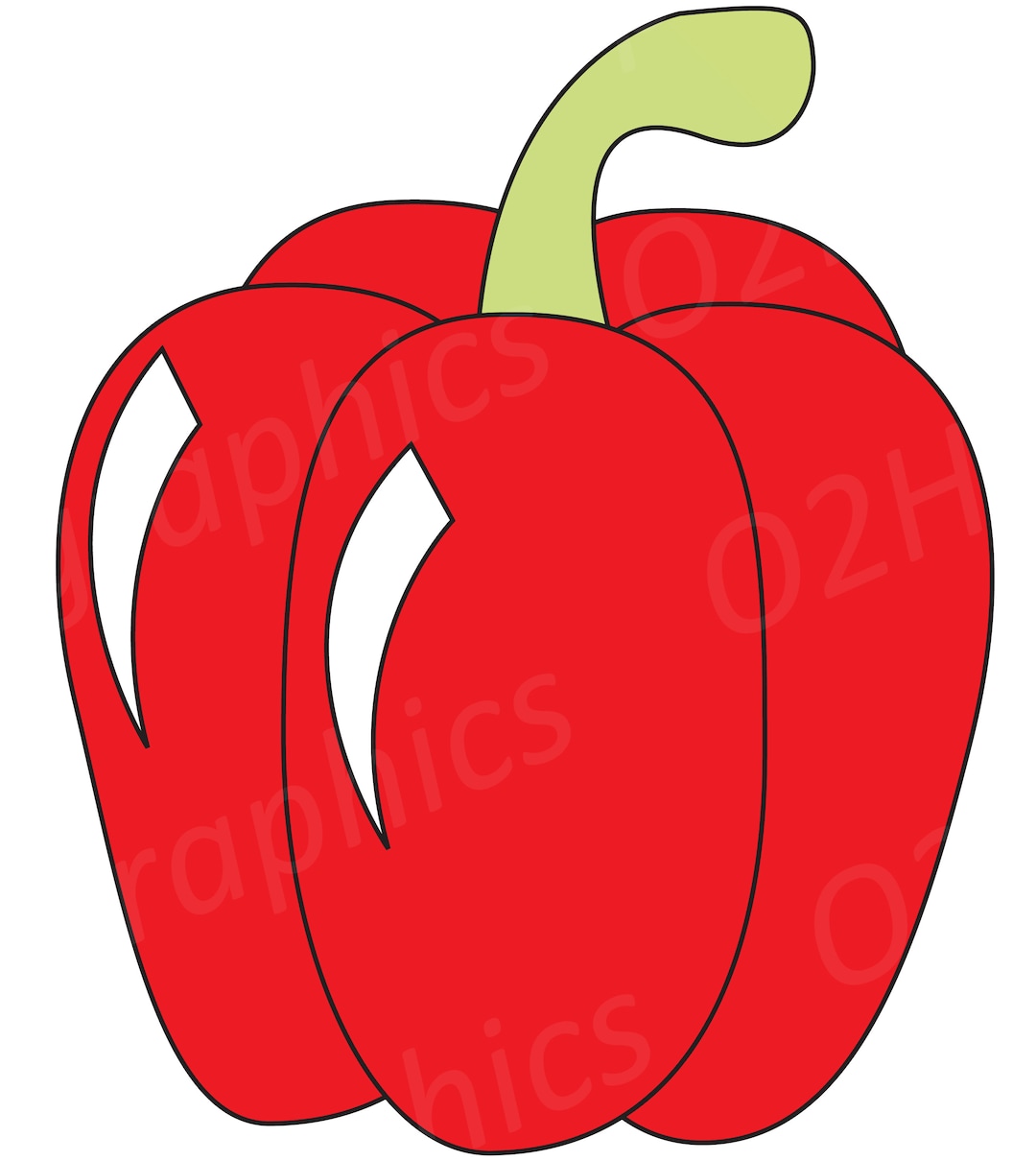 Red Bell Pepper Clipart, Vegetable Clipart, Vector Clipart, Instant ...