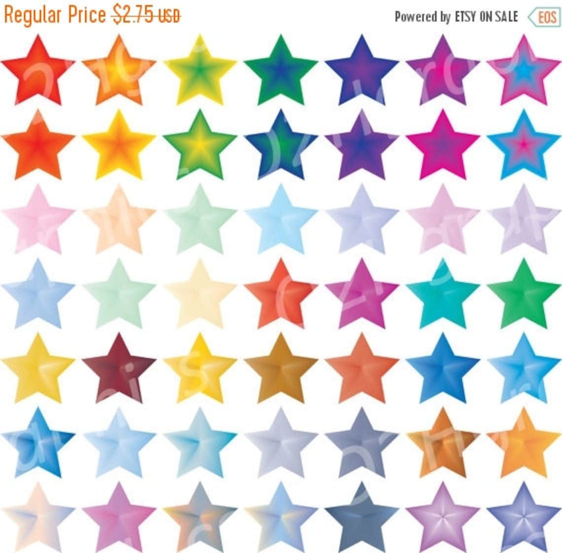 Multi Colored Stars Clipart, 3D Clip Art, Vector Clipart, Digital ...