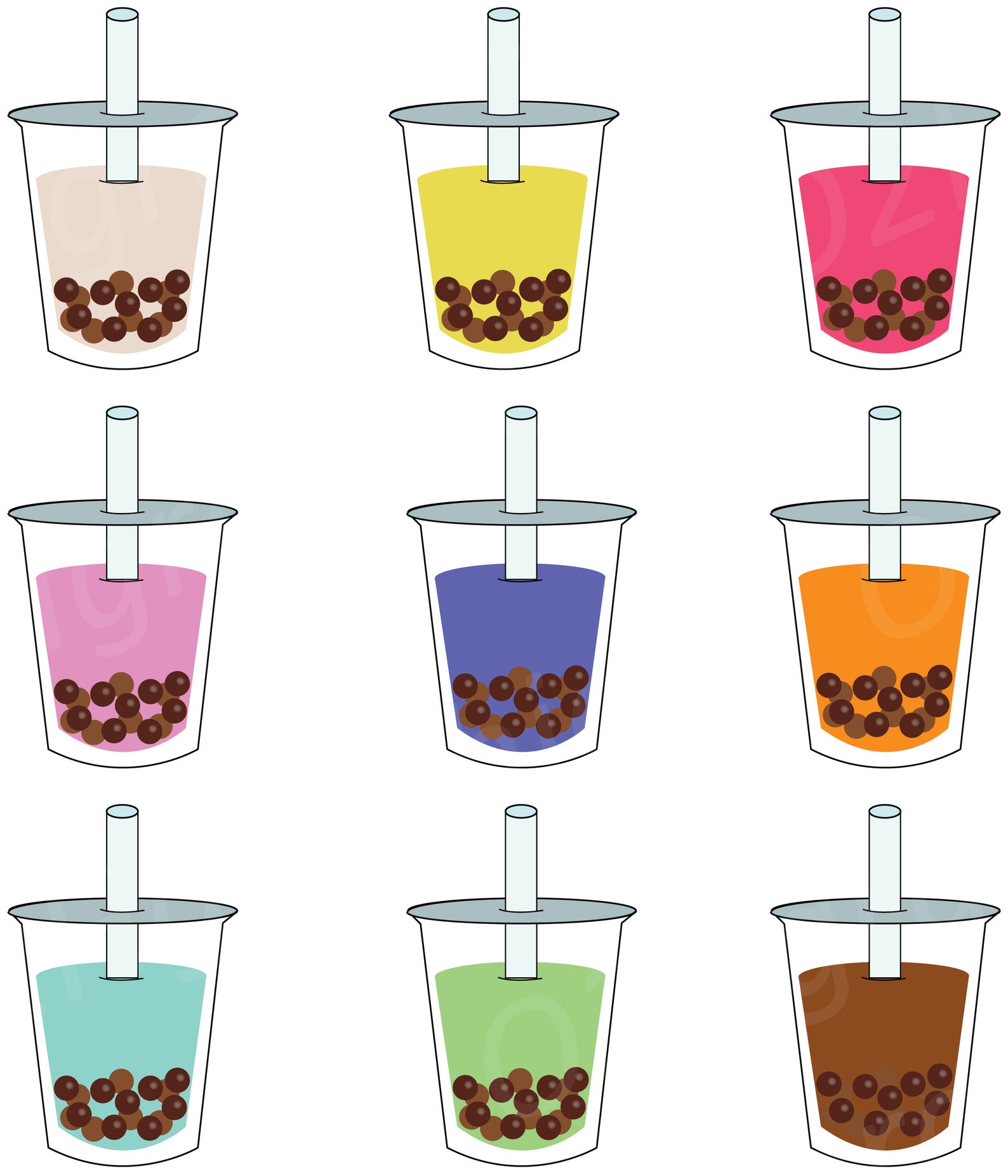 Boba Clipart, Bubble Tea Clipart, Vector Clipart, Digital Scrapbooking ...