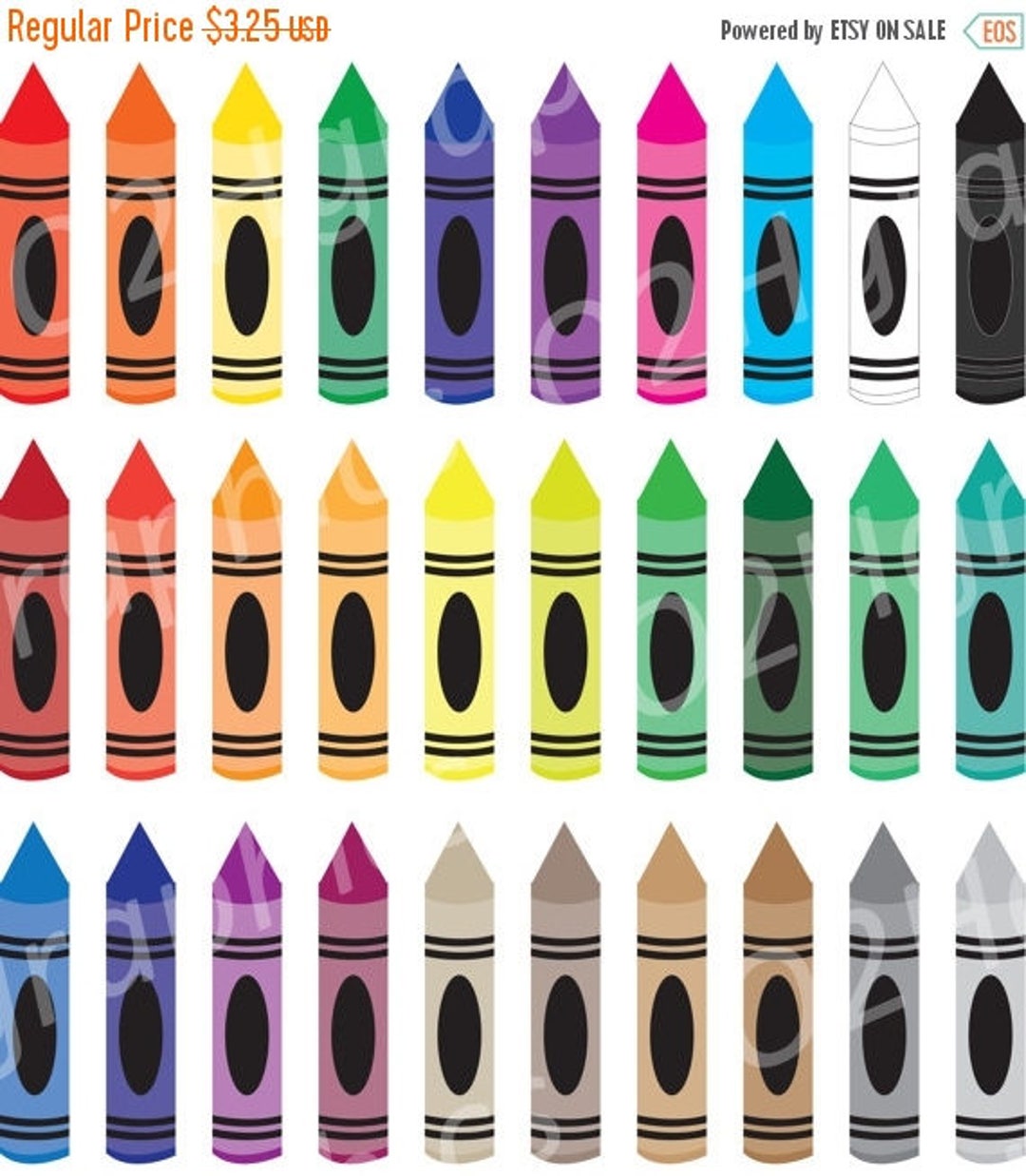 Crayon Clipart, School Supplies Clipart, Vector Clipart, Digital ...