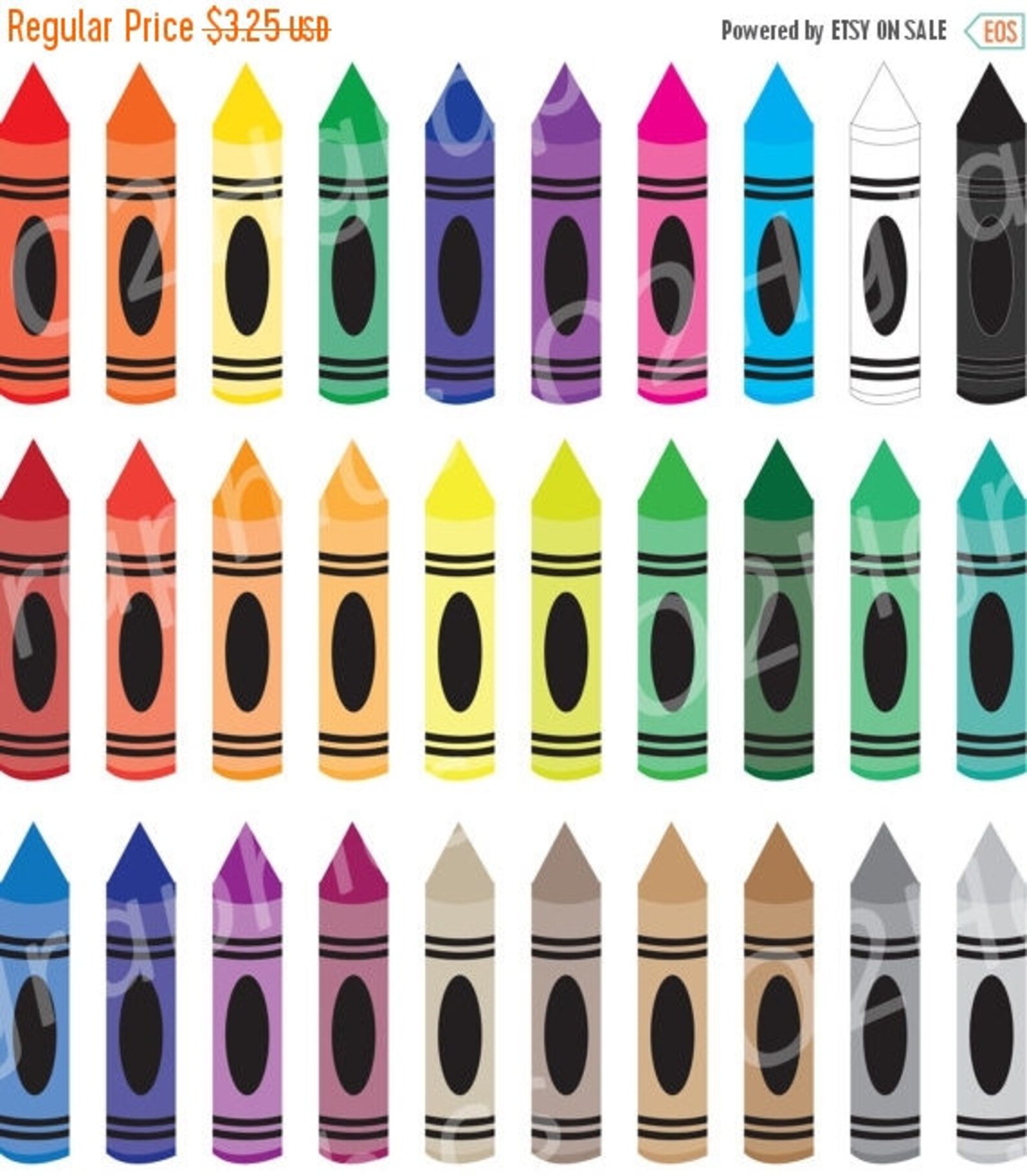 Crayon Clipart, School Supplies Clipart, Vector Clipart, Digital ...