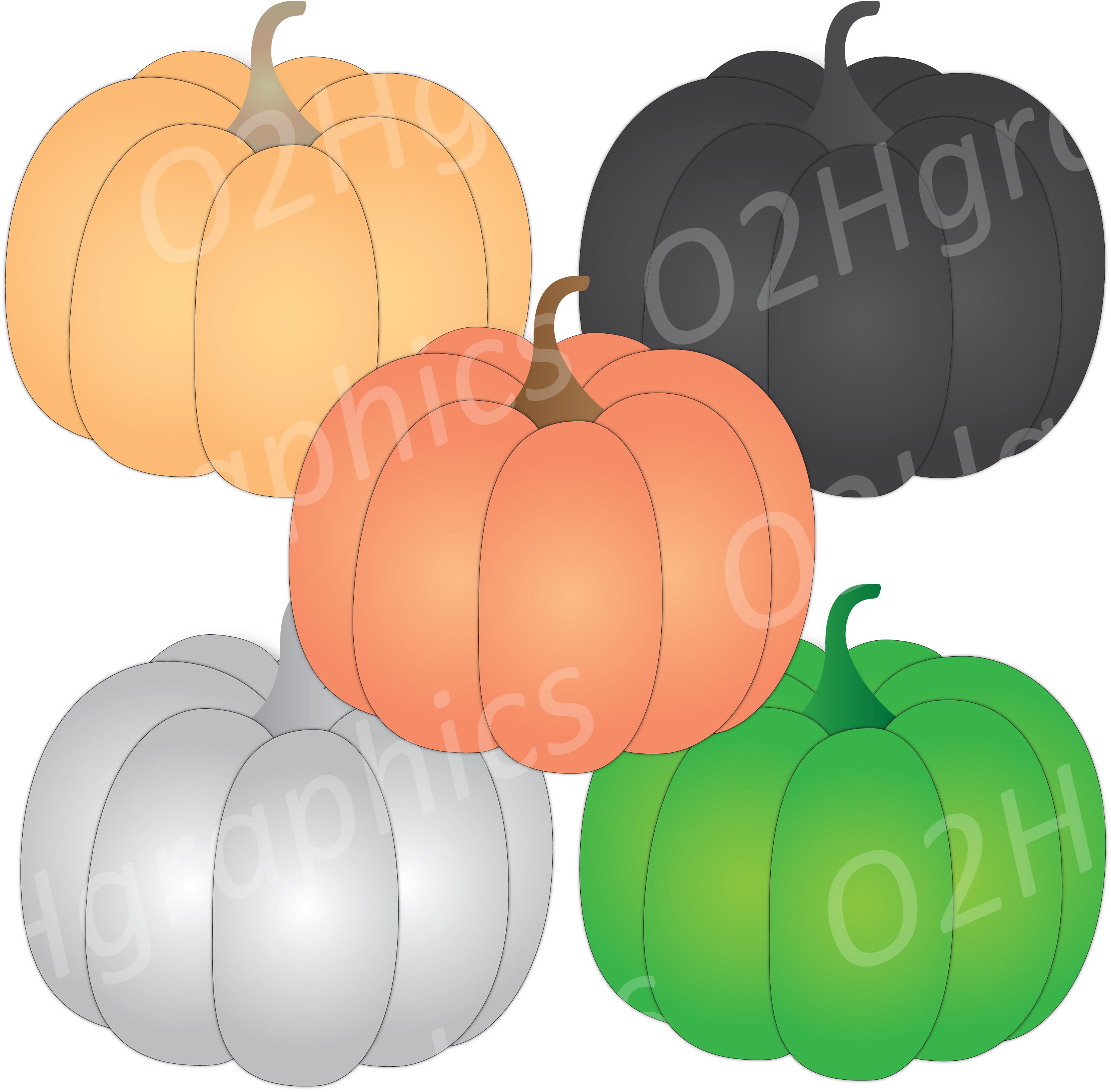 5 Pumpkin Clipart Set, Vegetable Clipart, Autumn Clipart, Pumpkin Patch ...