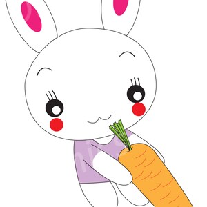 Cute Bunny With Carrot Clipart, Vegetable Clipart, Vector Clipart ...