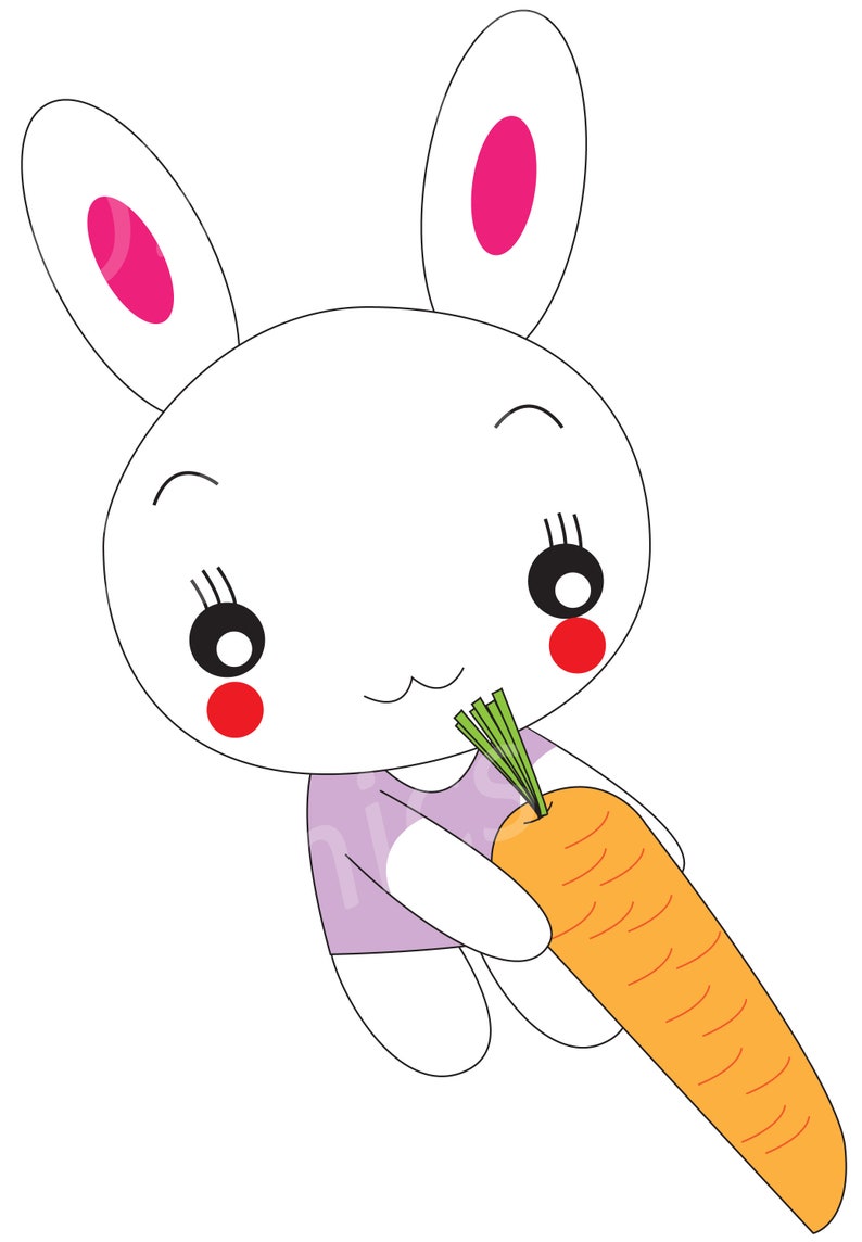 Cute Bunny With Carrot Clipart, Vegetable Clipart, Vector Clipart ...