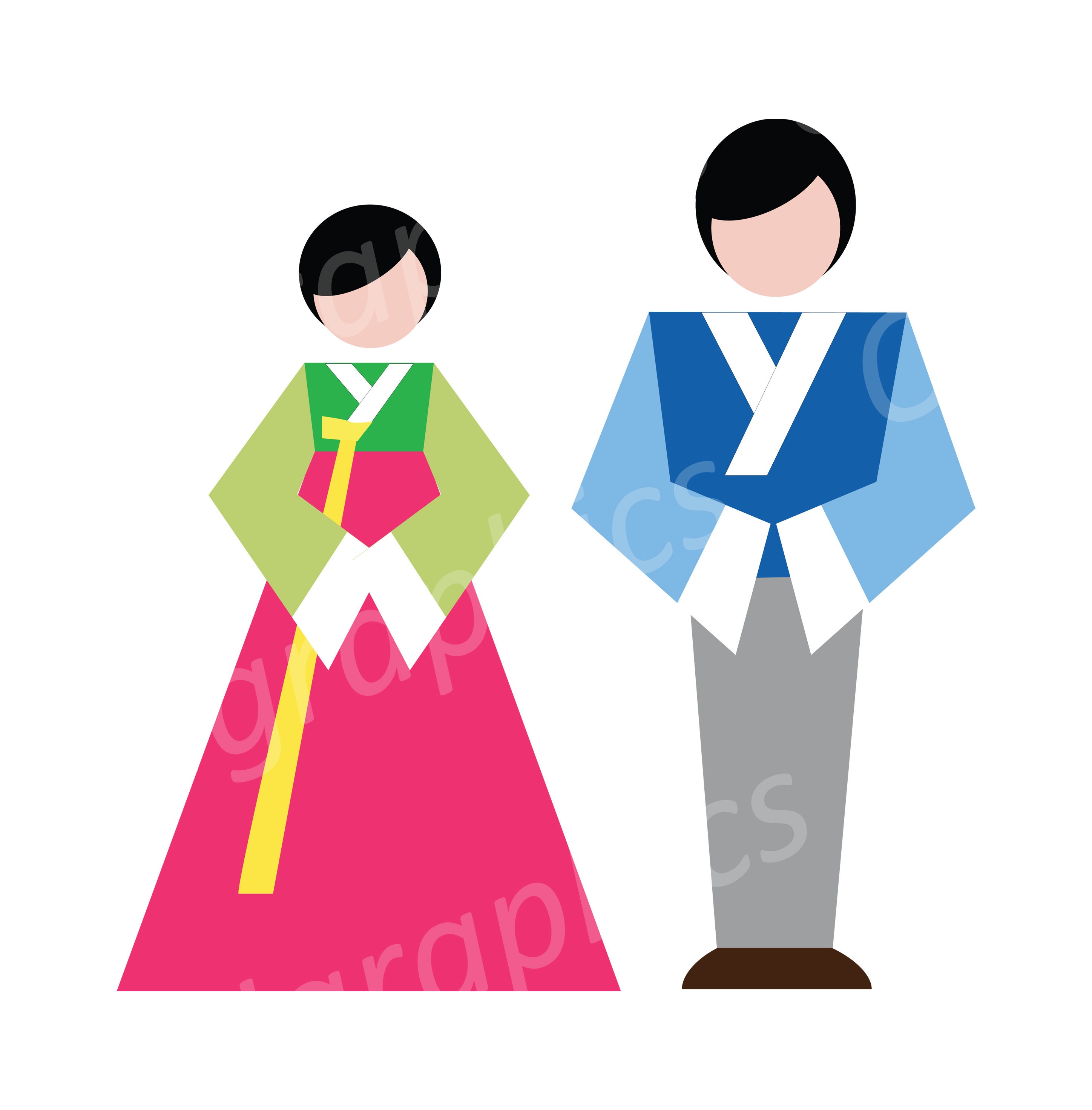 Korean Traditional Hanbok Clipart, Clothes Clipart, Vector Clipart ...