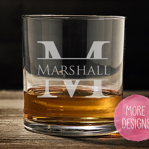 Custom Whiskey Glass Monogrammed Whiskey Glasses Rocks Etsy