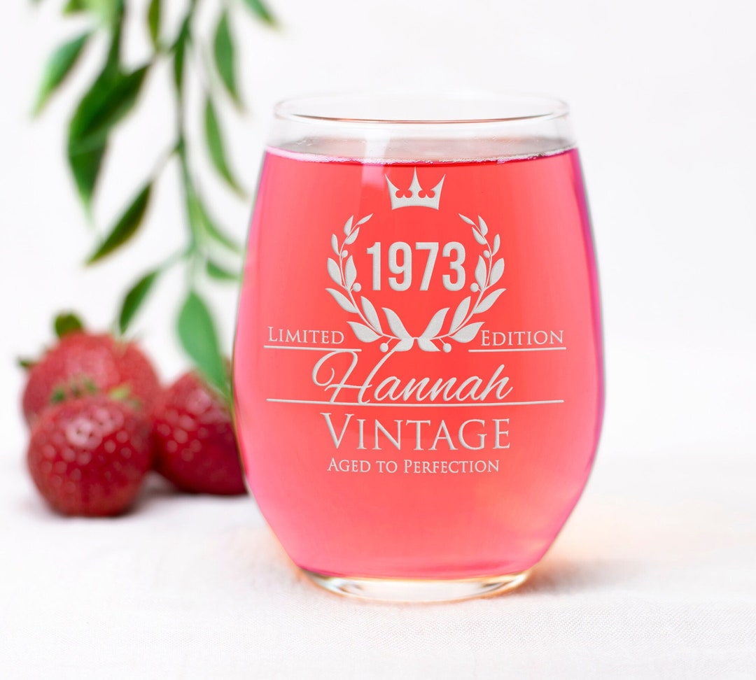 1975 Birthday, 50th Birthday Gift, Birthday Wine Glass SWG112 - Etsy
