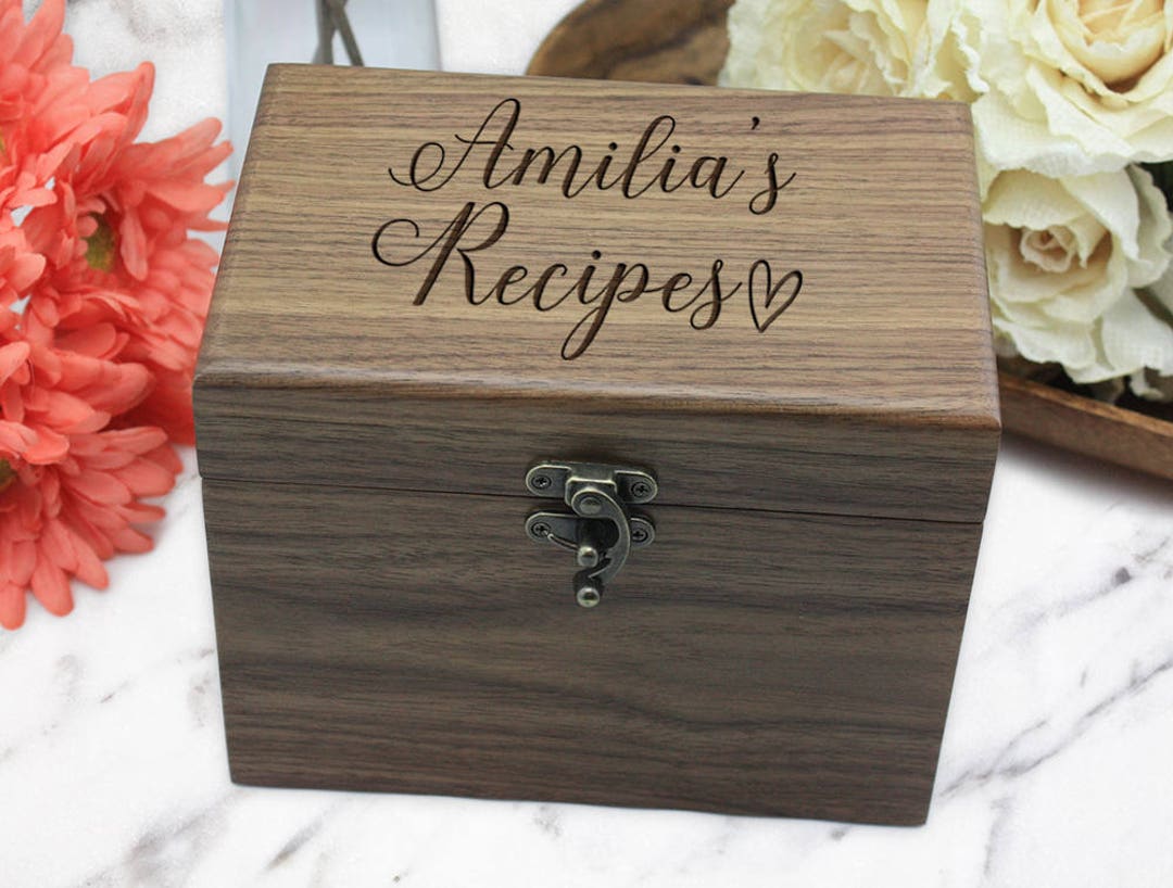Personalized Wood Recipe Box Recipe Box Custom Recipe Box - Etsy