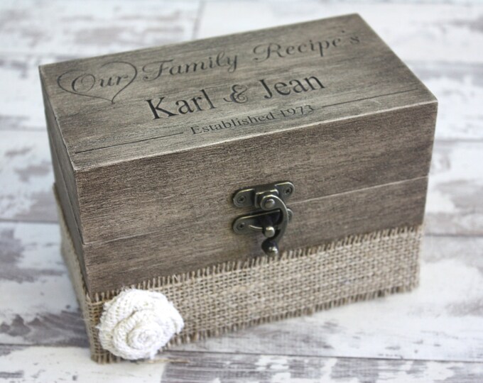 Rustic Wedding Wooden Recipe Box for Recipes Great for - Etsy