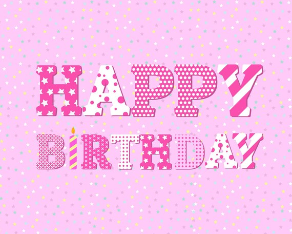 Printable Happy Birthday Sign Pink. 8x10 Kids Happy Birthday - Etsy