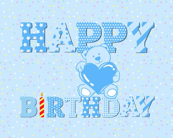 Printable Happy Birthday Sign Baby Blue. 8x10 Kids Happy - Etsy