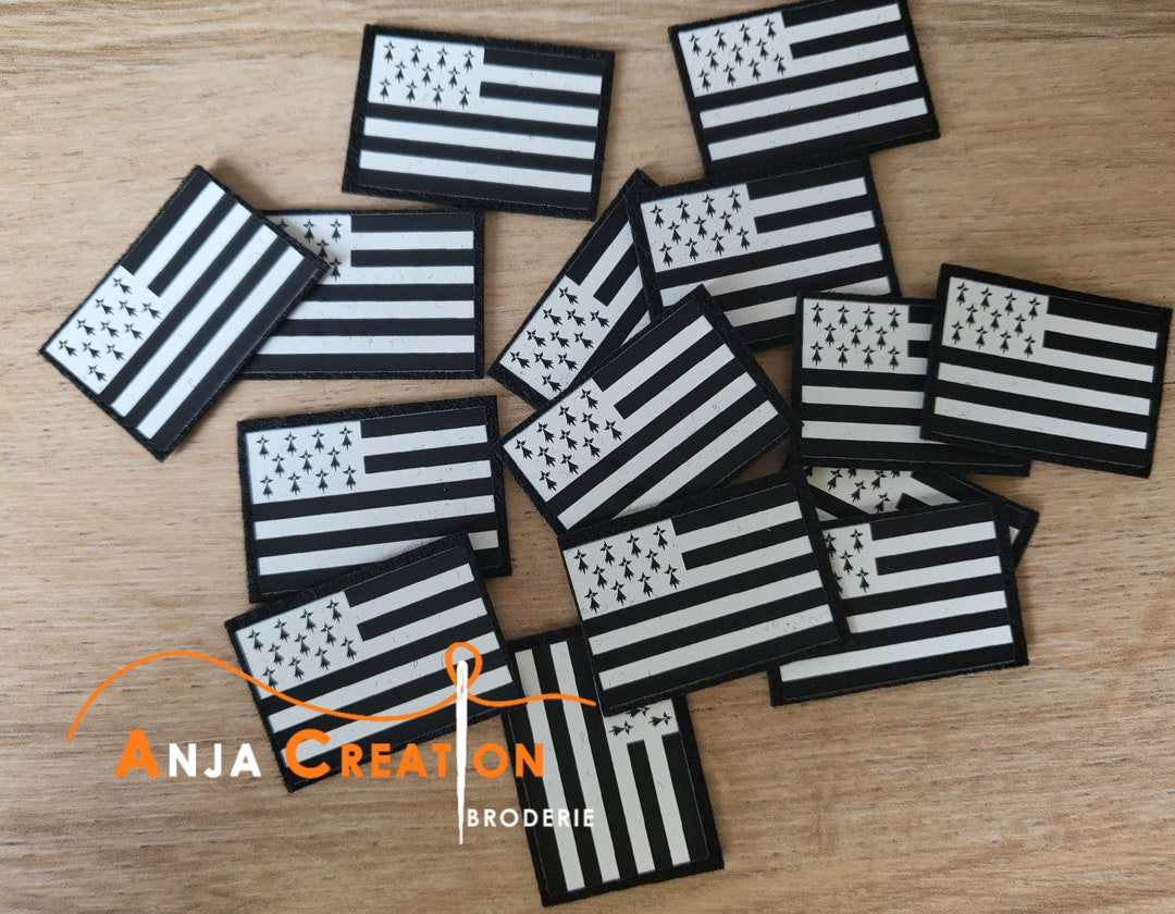 Petit Ecusson imprimé patch Drapeau Bretagne Breton thermocollant Made in France ...
