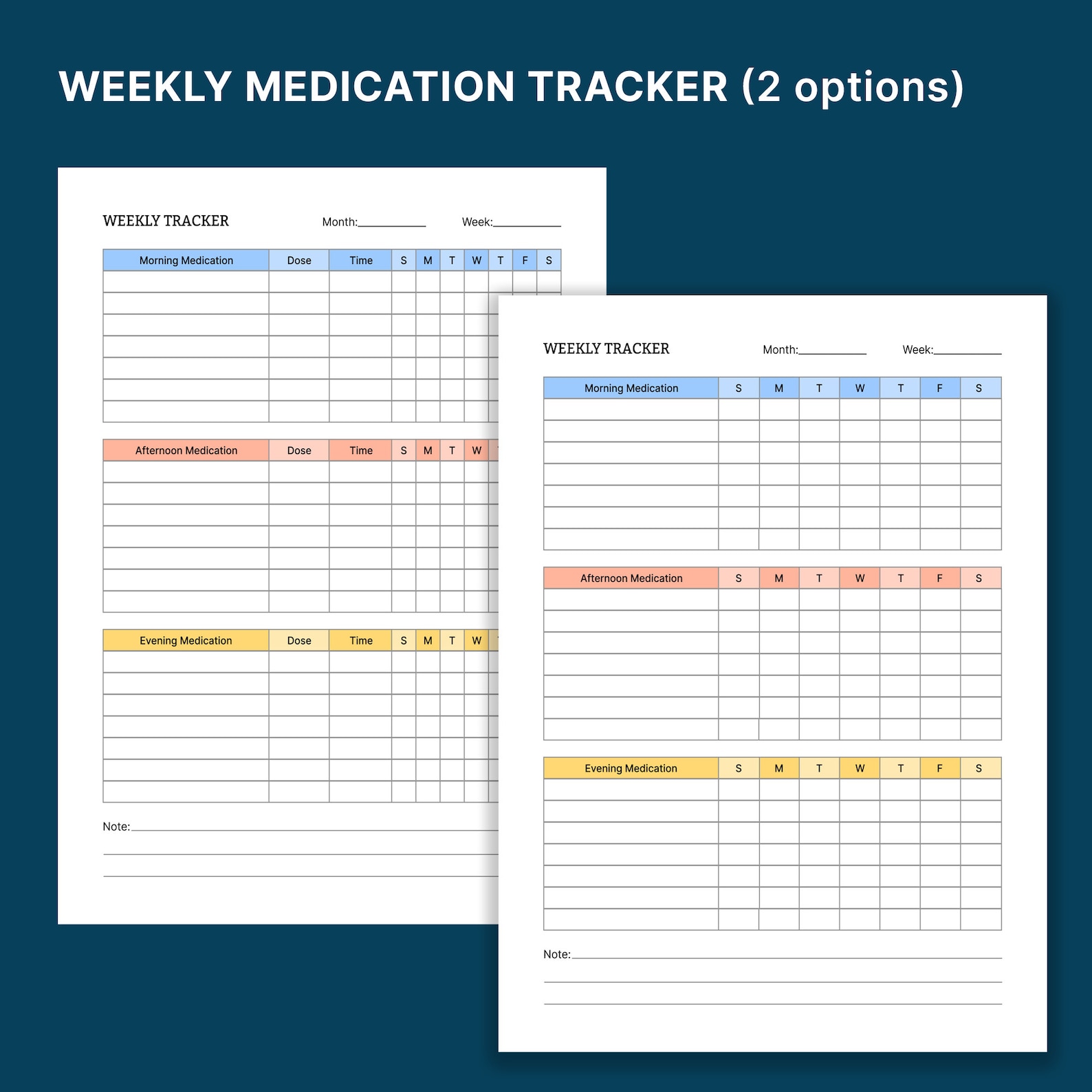 Printable Medication Schedule, Weekly and Monthly Medication Tracker ...
