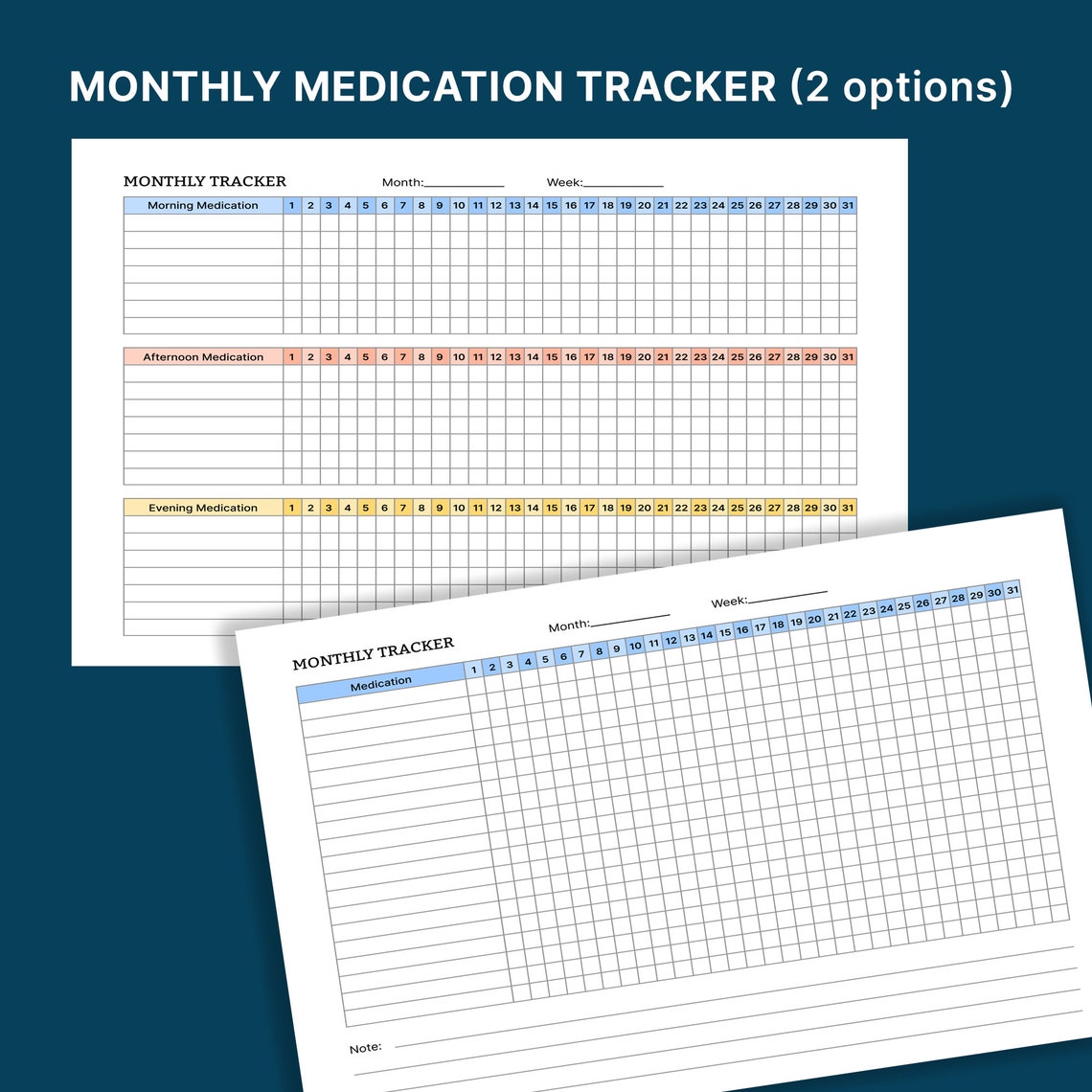 Printable Medication Schedule, Weekly and Monthly Medication Tracker ...