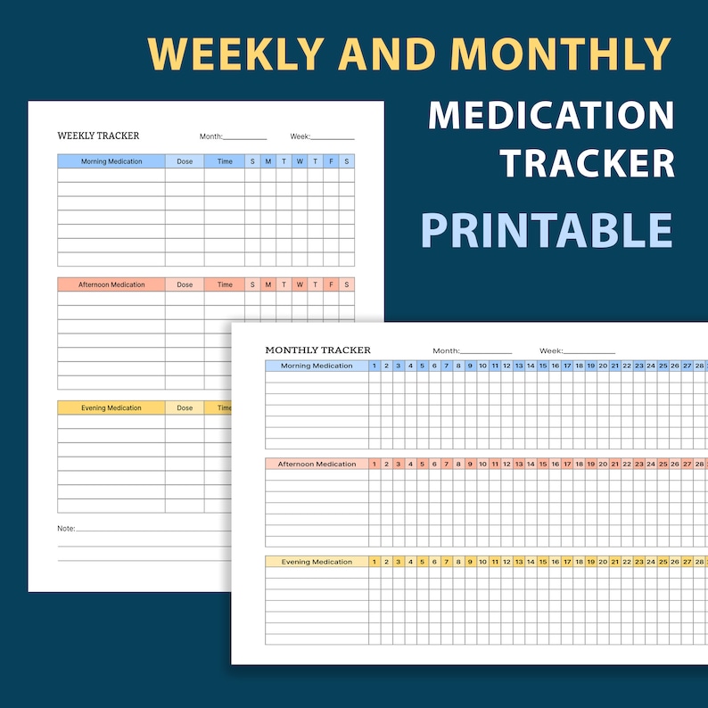 Printable Medication Schedule, Weekly and Monthly Medication Tracker ...