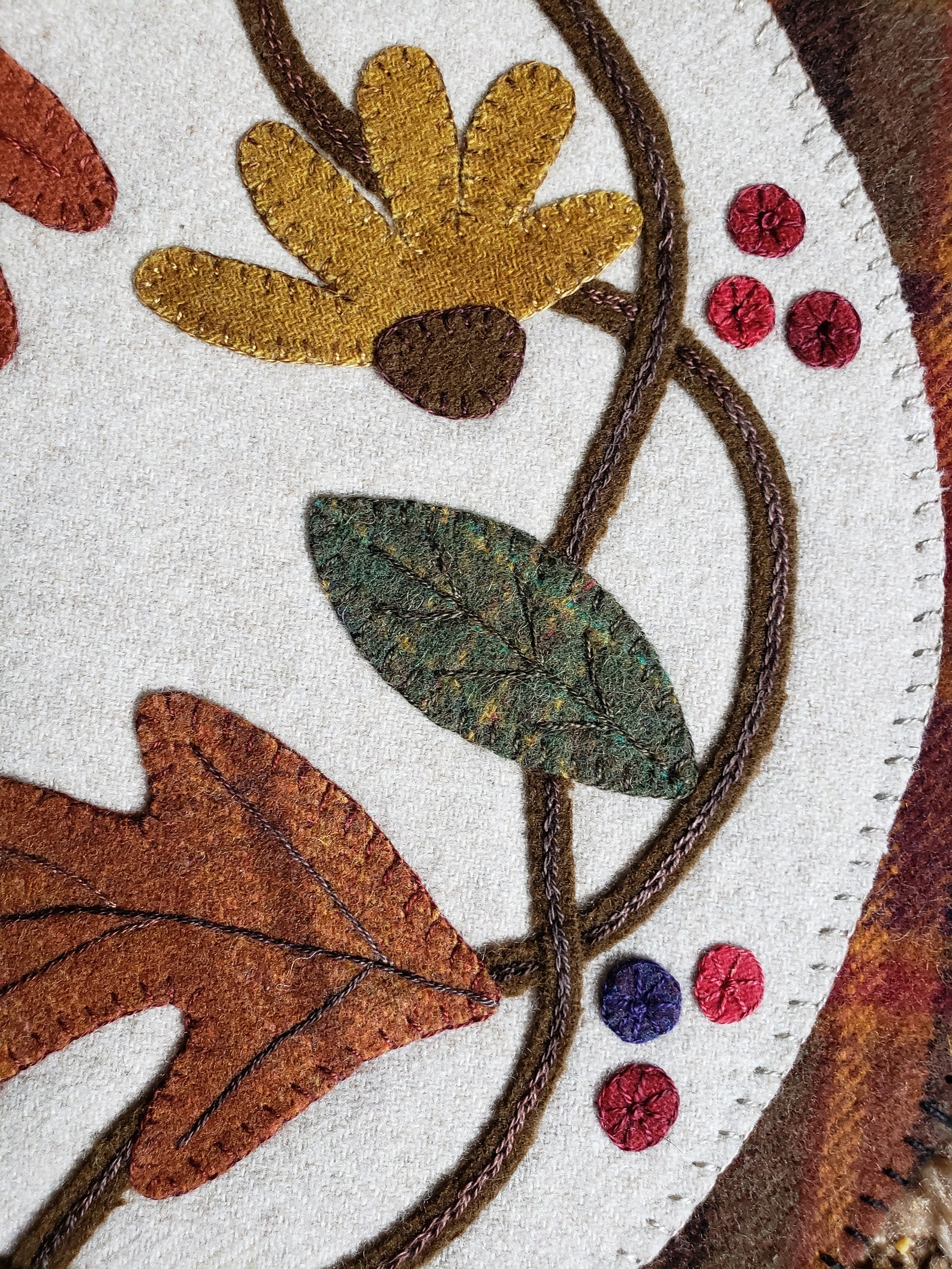 Autumn Splendor Wool Mat Finished Leaves Sunflowers - Etsy