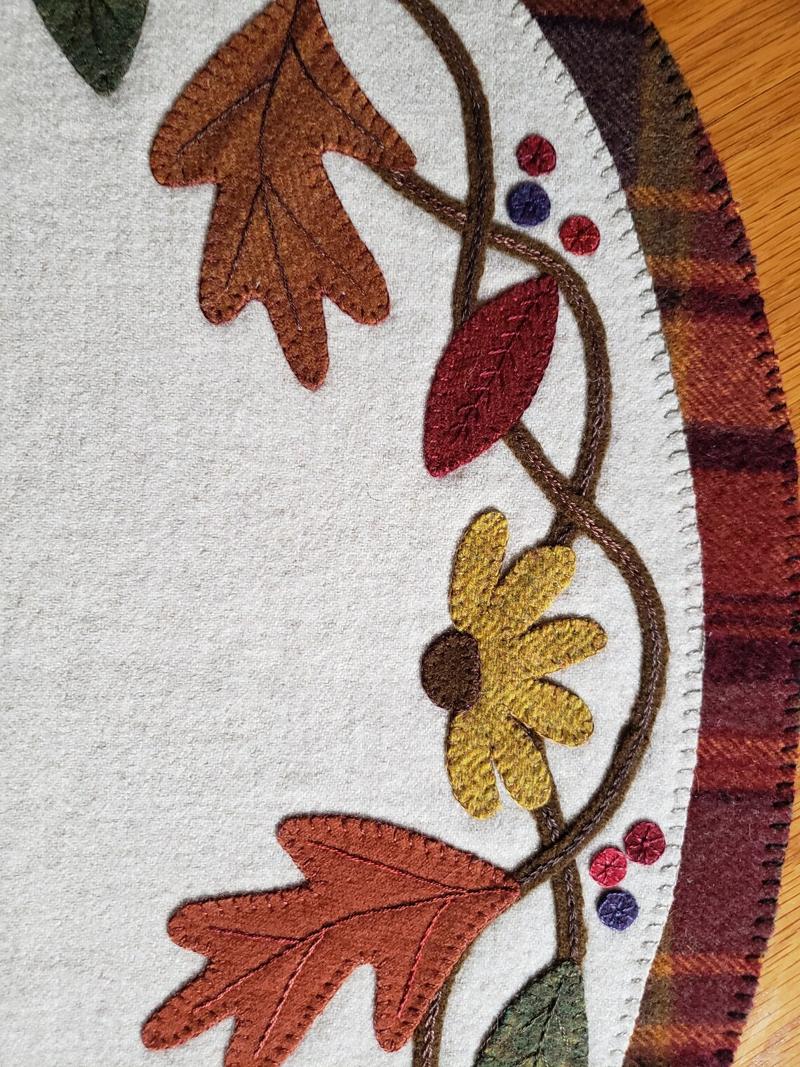 Autumn Splendor Wool Mat Finished Leaves Sunflowers - Etsy