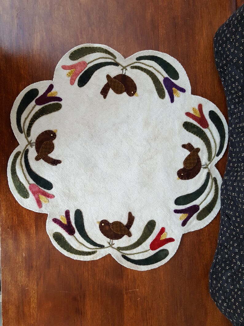 Birds of a Feather Wool Mat - Handmade - - Hand Dyed Wool - FREE ...