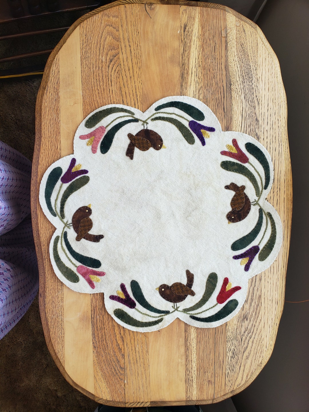 Birds of a Feather Wool Mat - Handmade - - Hand Dyed Wool - FREE ...