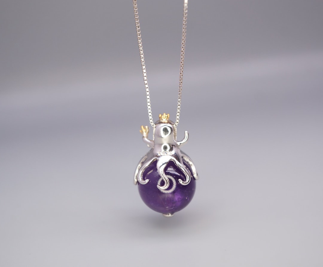 Amethyst Octopus Necklace: Sterling Silver Tentacle Pendant Chunky ...