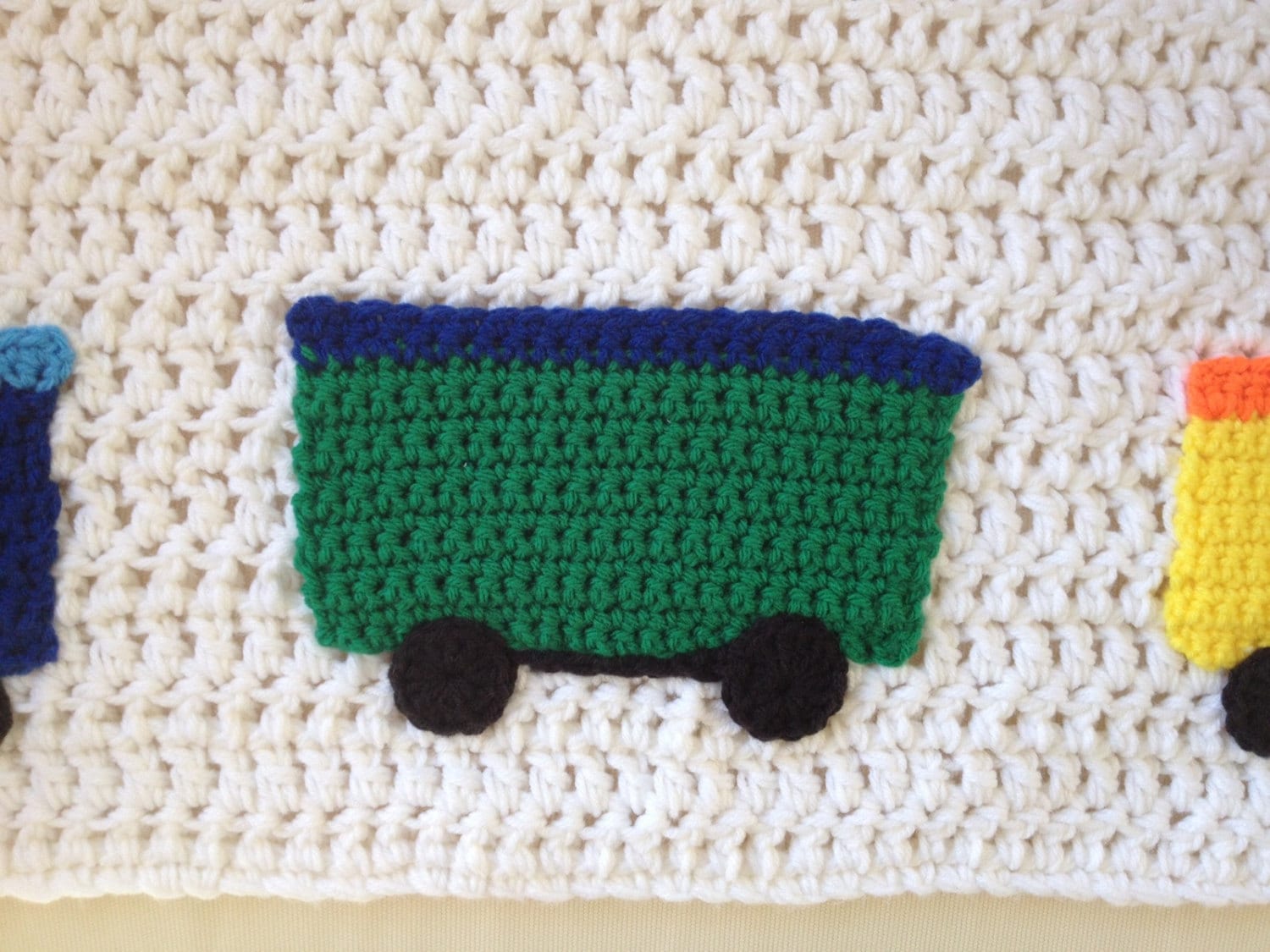 Baby or Toddler Crocheted Blanket. Bright Colored Trains. XL Afghan You ...