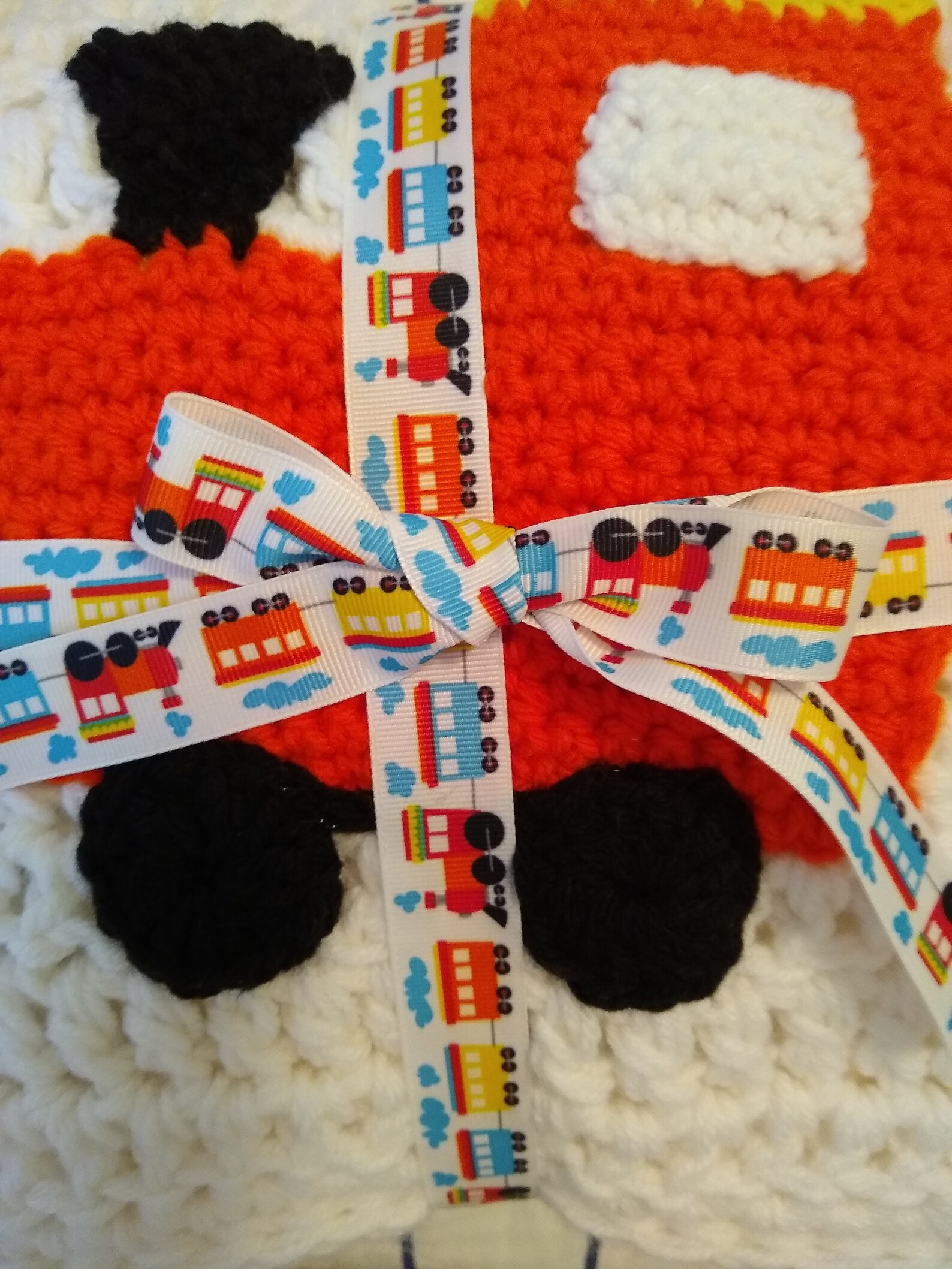 Baby or Toddler Crocheted Blanket. Bright Colored Trains. XL Afghan You ...