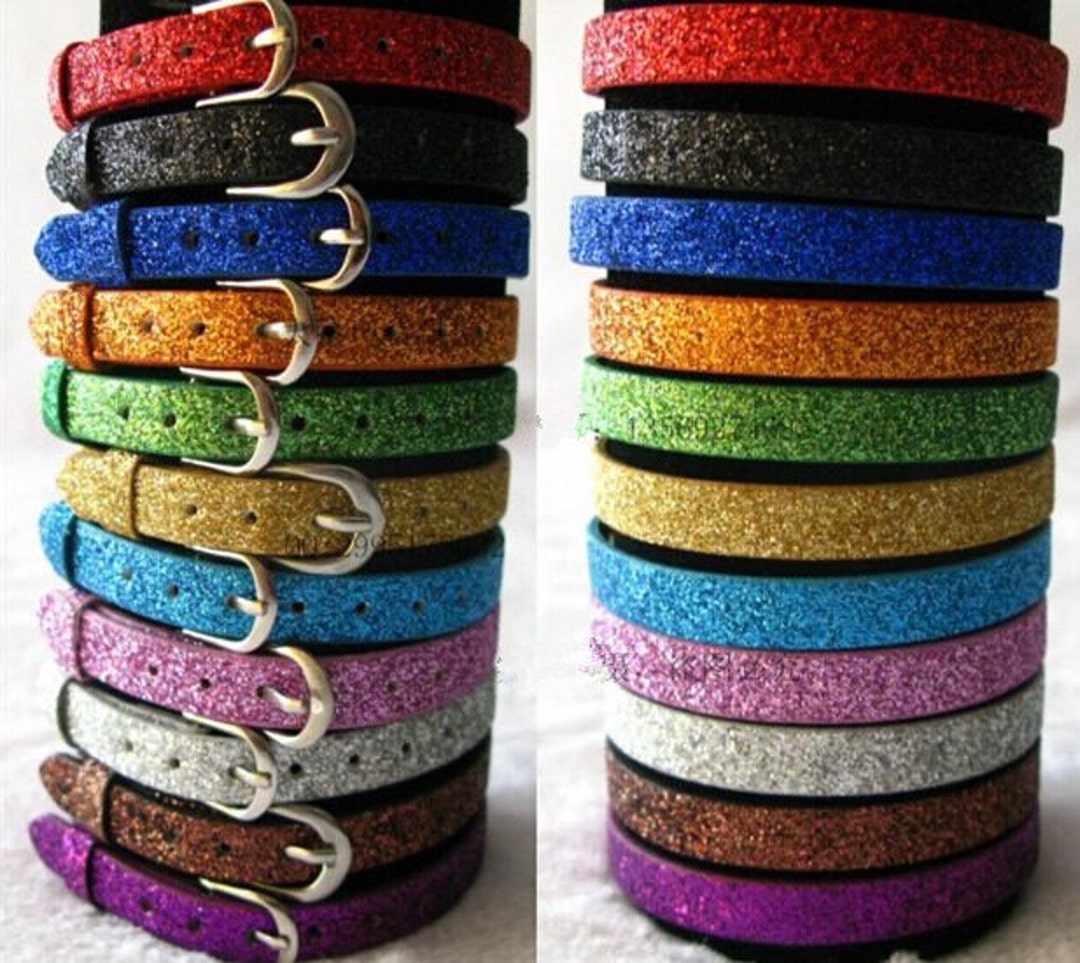 Wholesale 50pcs Adjustable Glitter Strap Blank Faux Leather Bracelet ...