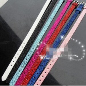 Wholesale 50pcs Adjustable Glitter Strap Blank Faux Leather Bracelet ...