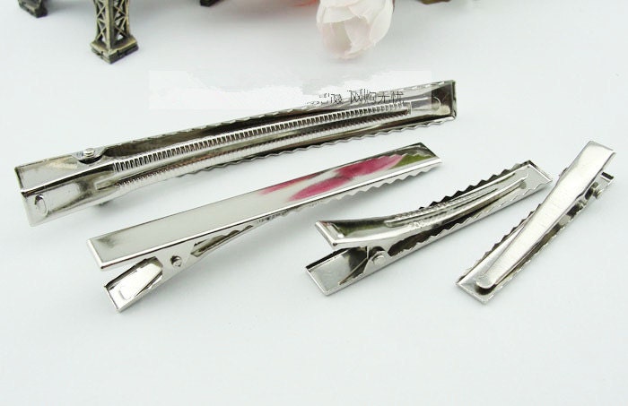 Wholesale 100pcs Silver /black Clip - 11mmx57mm Silver Tone/black Flat ...