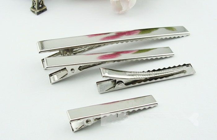 Wholesale 100pcs Silver /black Clip - 11mmx57mm Silver Tone/black Flat ...