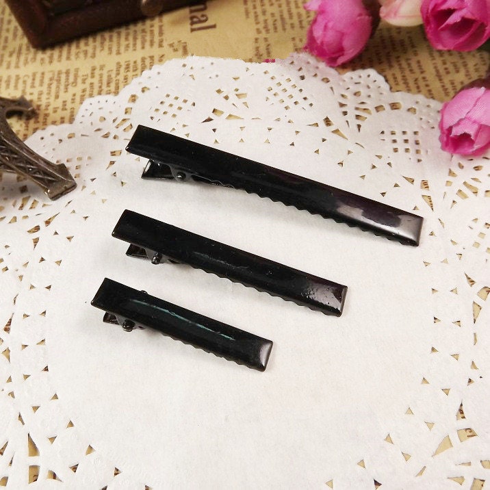 Wholesale 100pcs Silver /black Clip - 11mmx57mm Silver Tone/black Flat ...