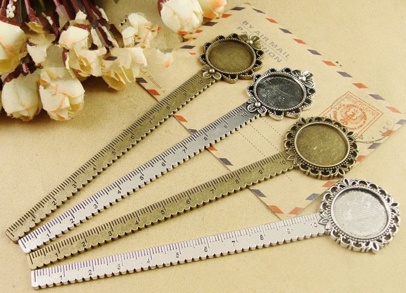 Wholesale-10pcs Antique Silver/antique Bronze Ruler Bookmark Base ...