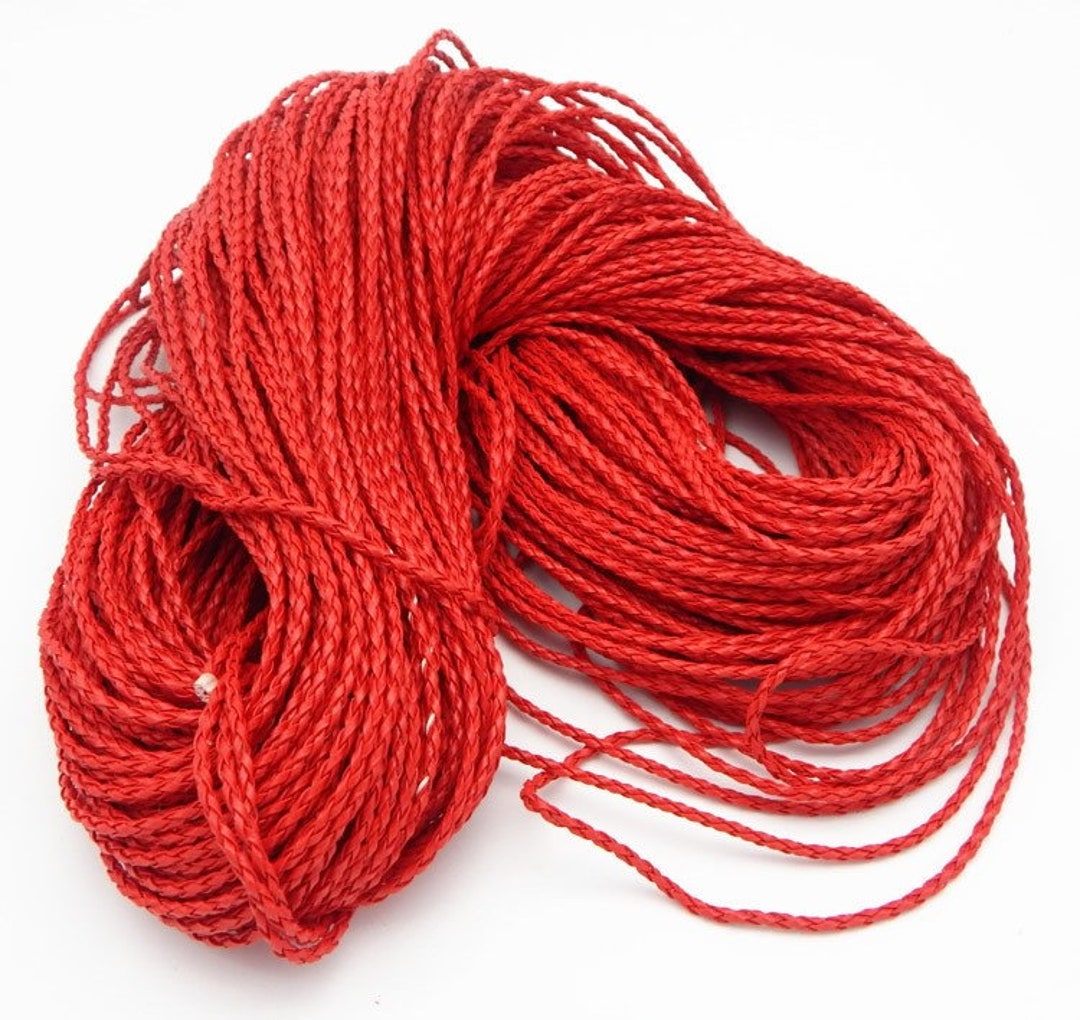 15yds 3mm Round Red Faux Braid Leather Cords String Rope,jewelry ...