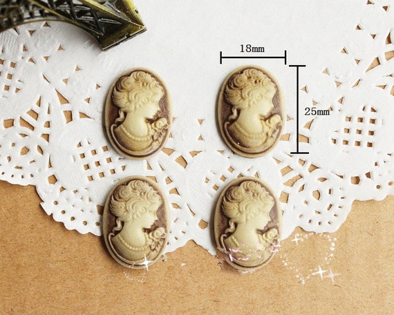 Wholesale 20pcs Gold Cream 18mmx25mm Lady Cameo Cabochon Resin | Etsy