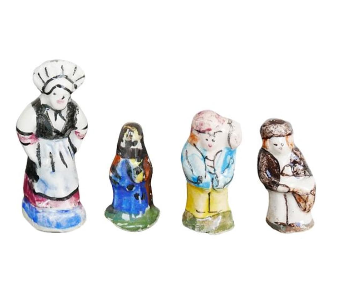 Vintage Ceramic French Feve: Nativity Crib Figurines, Villagers, People ...