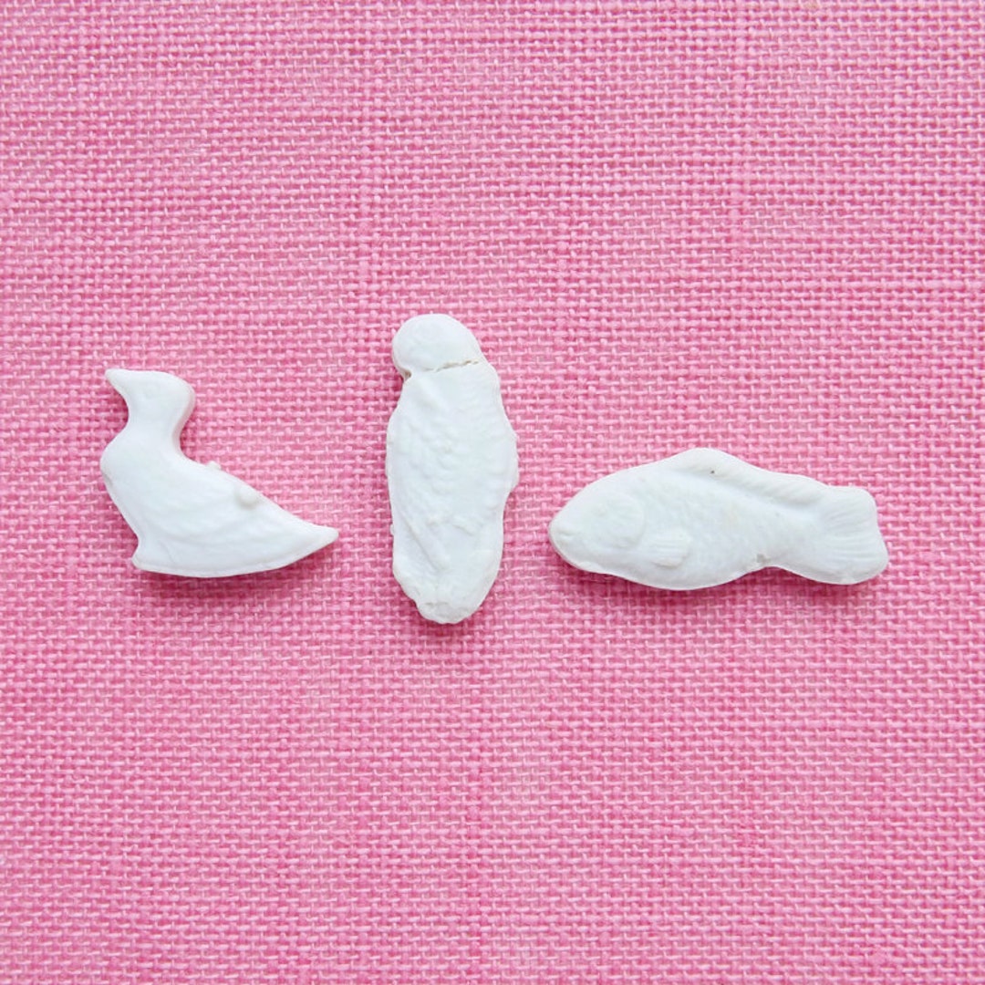 Vintage Miniature Figurine French Feve, Set of 3 Animals, Duck, Parrot ...