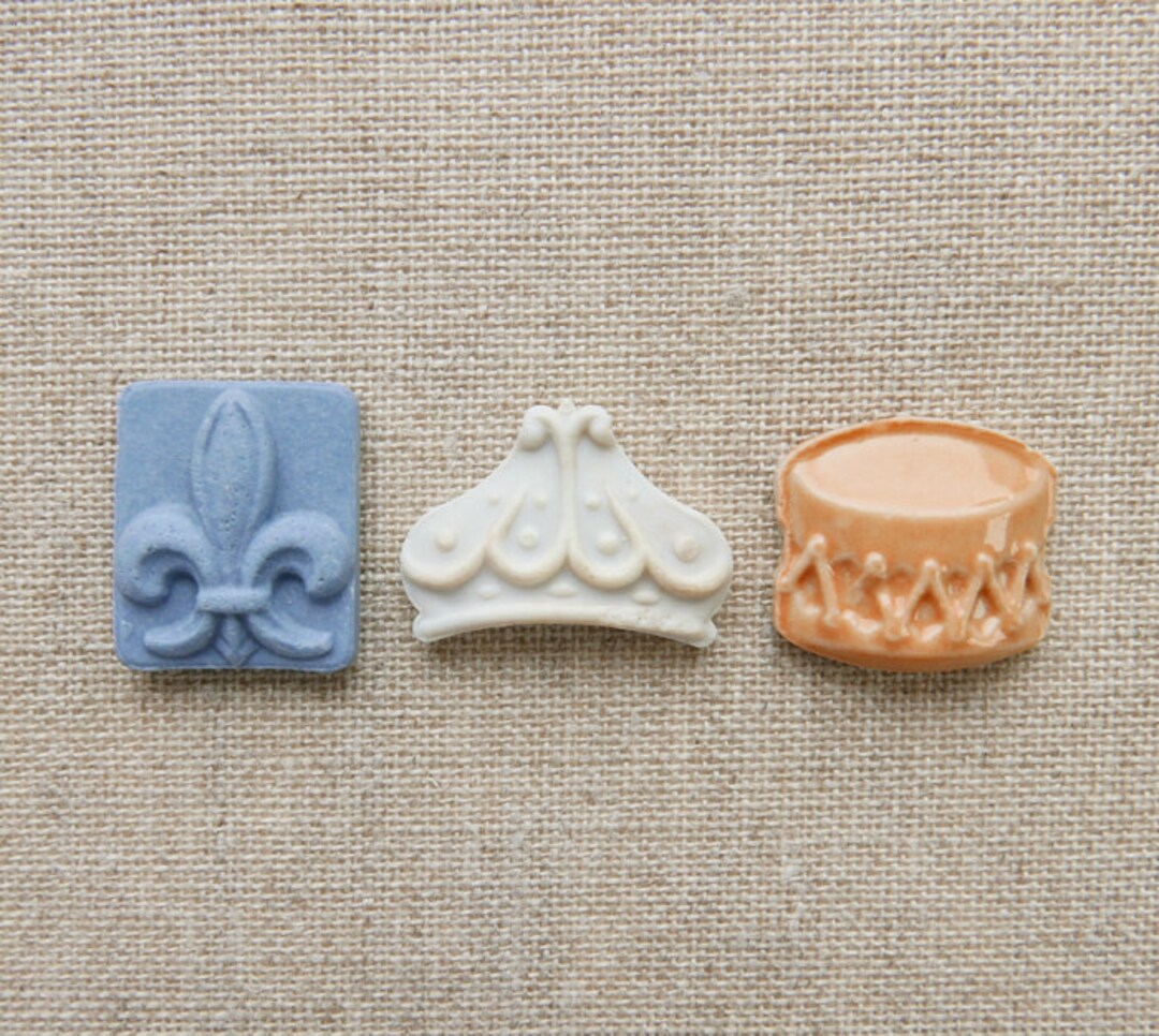 Antique Miniature Figurine French Feve, Set of 3, Fleur De Lys, Royal ...