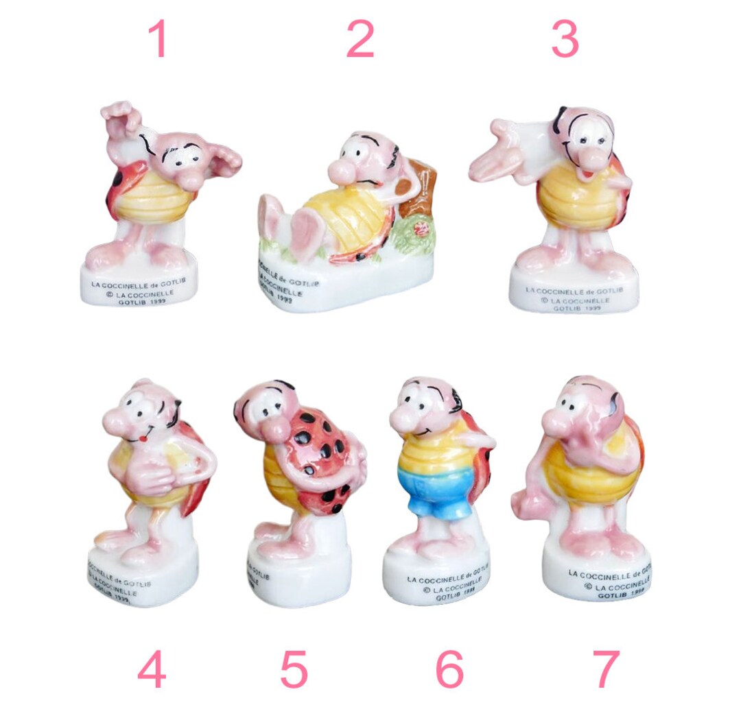 Vintage Miniature Figurine French Feve, Ladybug Figure, Mini Pink ...