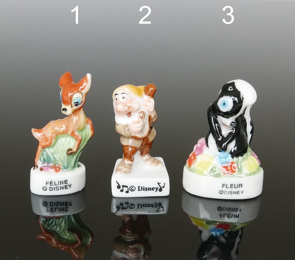 Vintage Miniature Figurine French Feve, Disney Bambi, Snow White Dwarf ...
