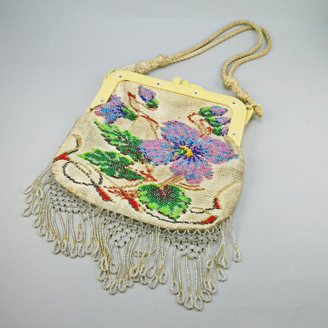 Vintage Beaded Purse Floral Purse Vintage Handbag Vintage - Etsy