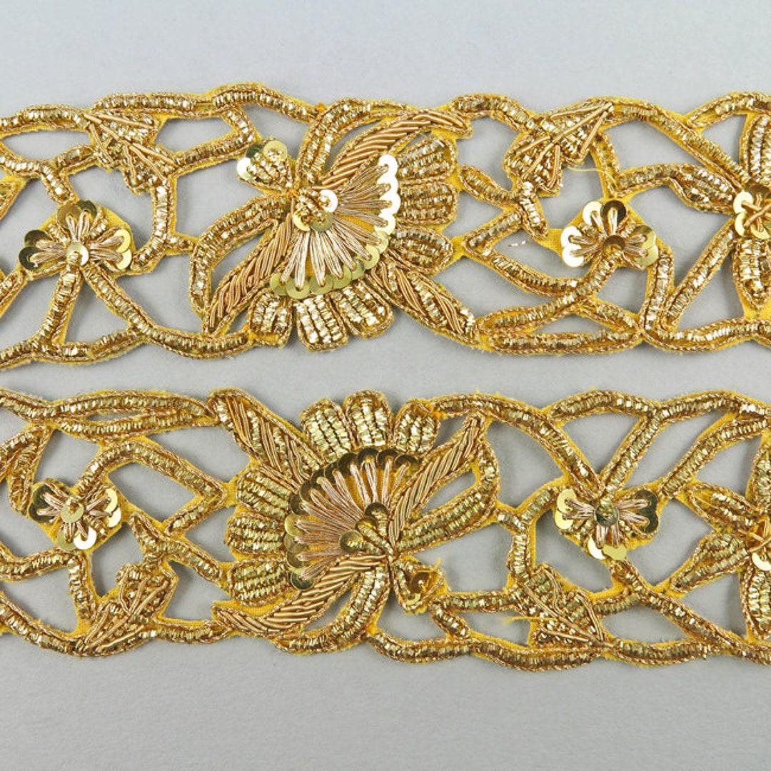 Vintage Trim Metallic Gold Trim Sequin Trim Sewing Notions Sewing ...